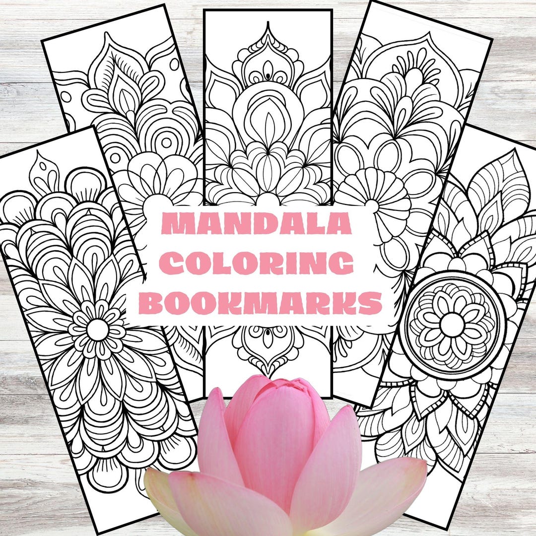 Printable DIY Mandala Coloring Bookmark Set, 5 Designs for Mindfulness ...