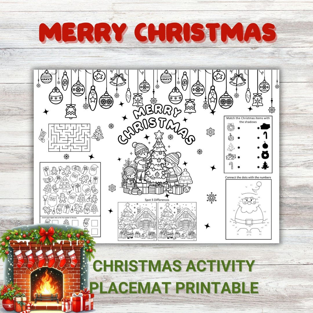 Christmas Activity Placemat Printable: Holiday Coloring Page (PDF) - Etsy