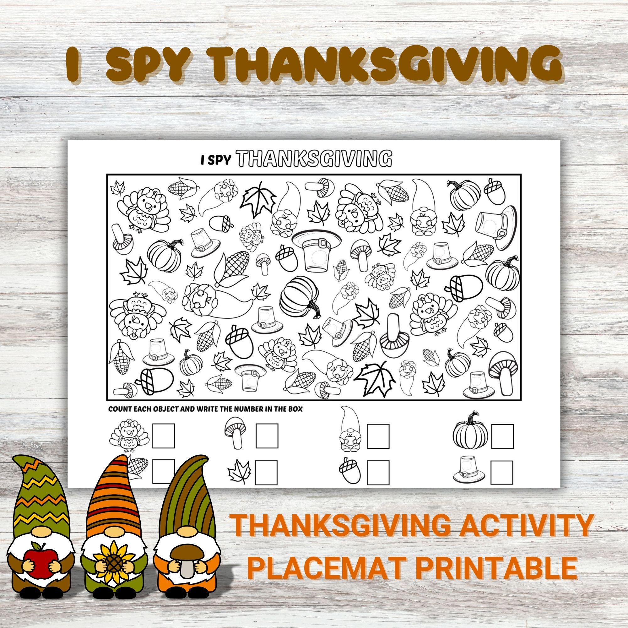I Spy Thanksgiving Coloring Activity Page for Kids, Search and Color ...