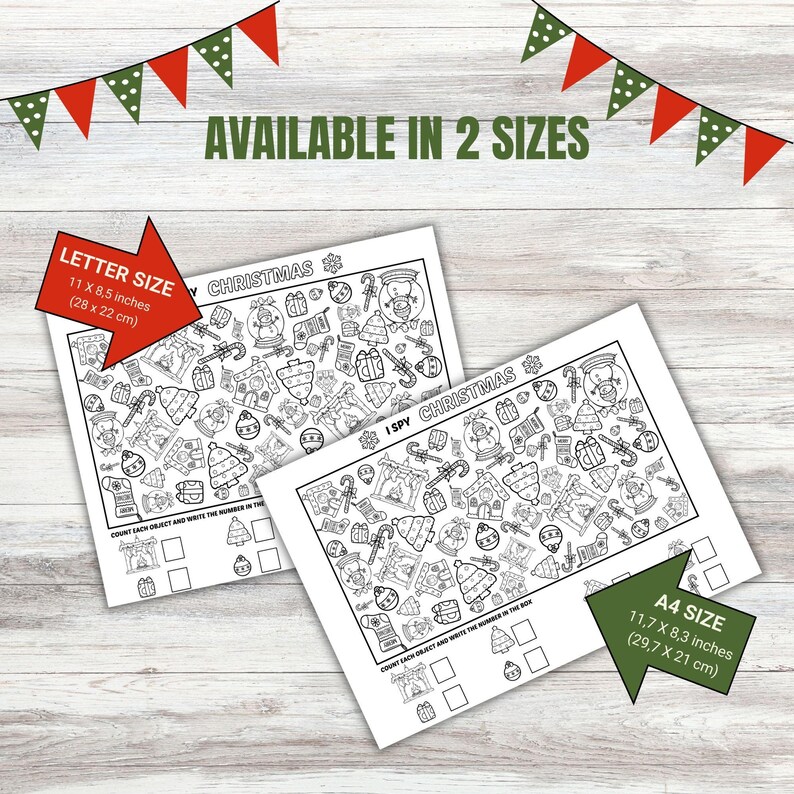 Printable Christmas I Spy Activity Placemat: Holiday Coloring Sheet ...