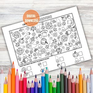 I Spy Thanksgiving Coloring Activity Page for Kids, Search and Color ...