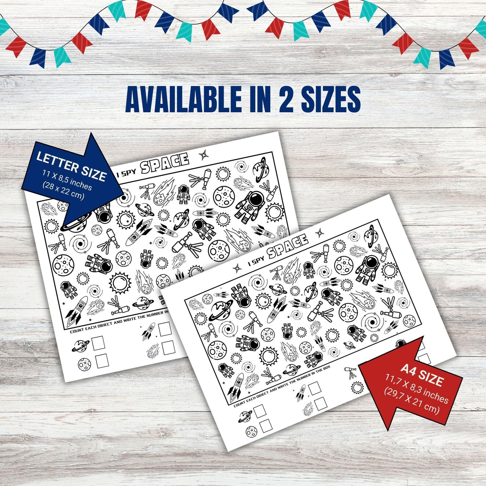 I Spy Space Coloring Activity Placemat Printable for Kids, Fun ...