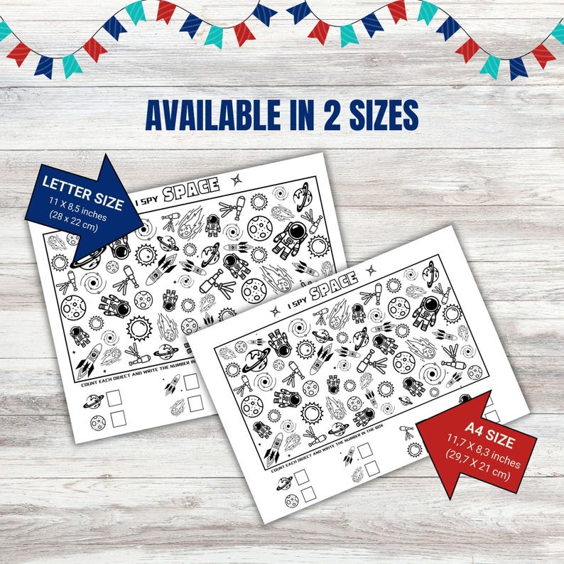 I Spy Space Coloring Activity Placemat Printable for Kids, Fun ...