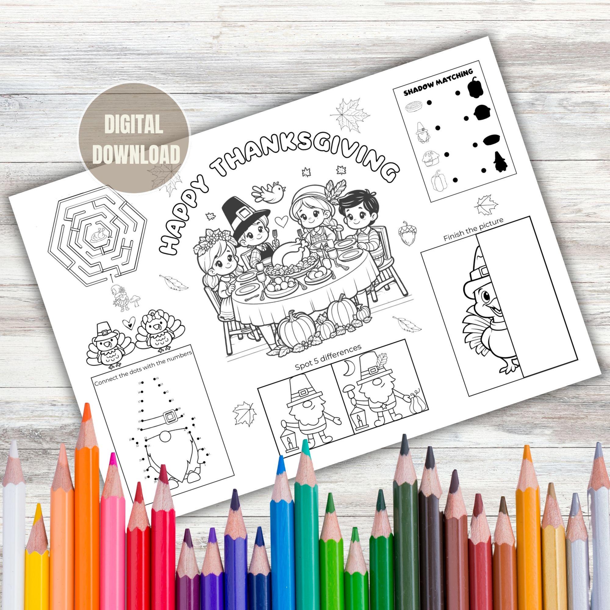 Thanksgiving Kids Activity Sheet Printable, Classroom Activity for Kids ...