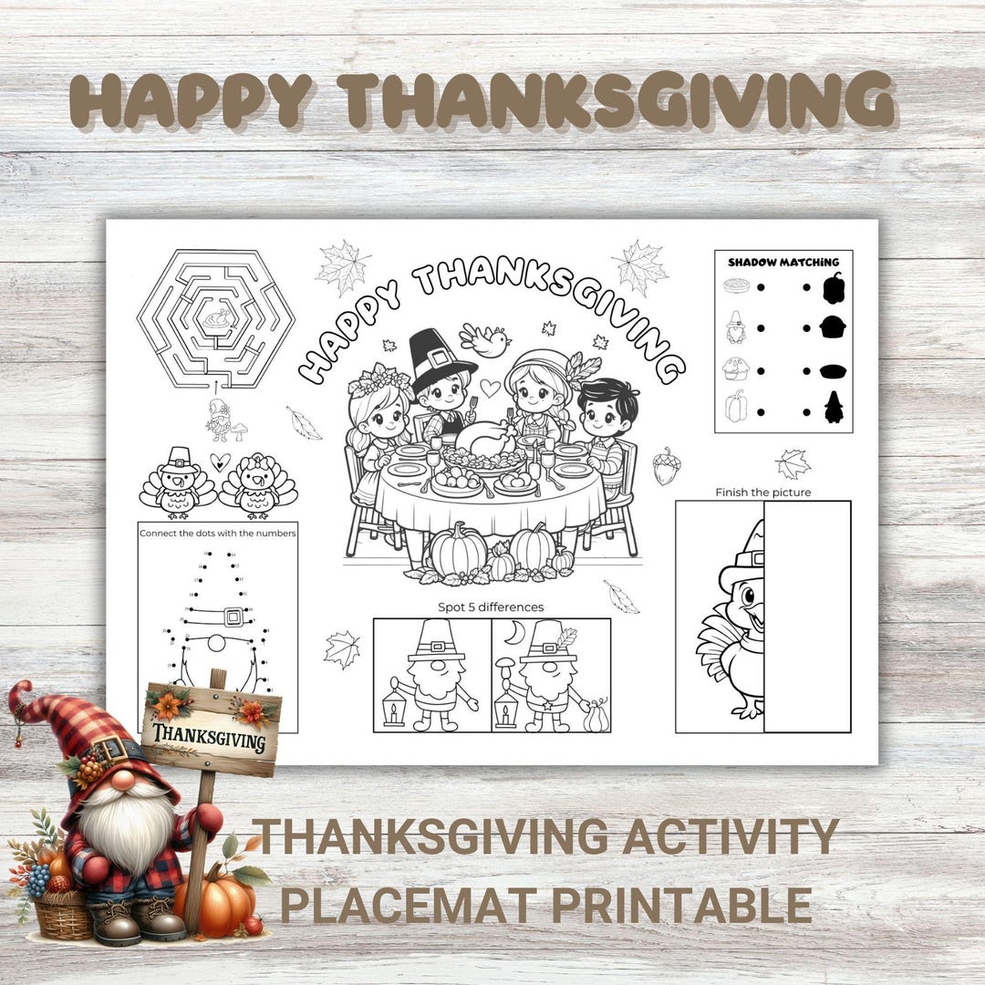 Thanksgiving Kids Activity Sheet Printable, Classroom Activity for Kids ...