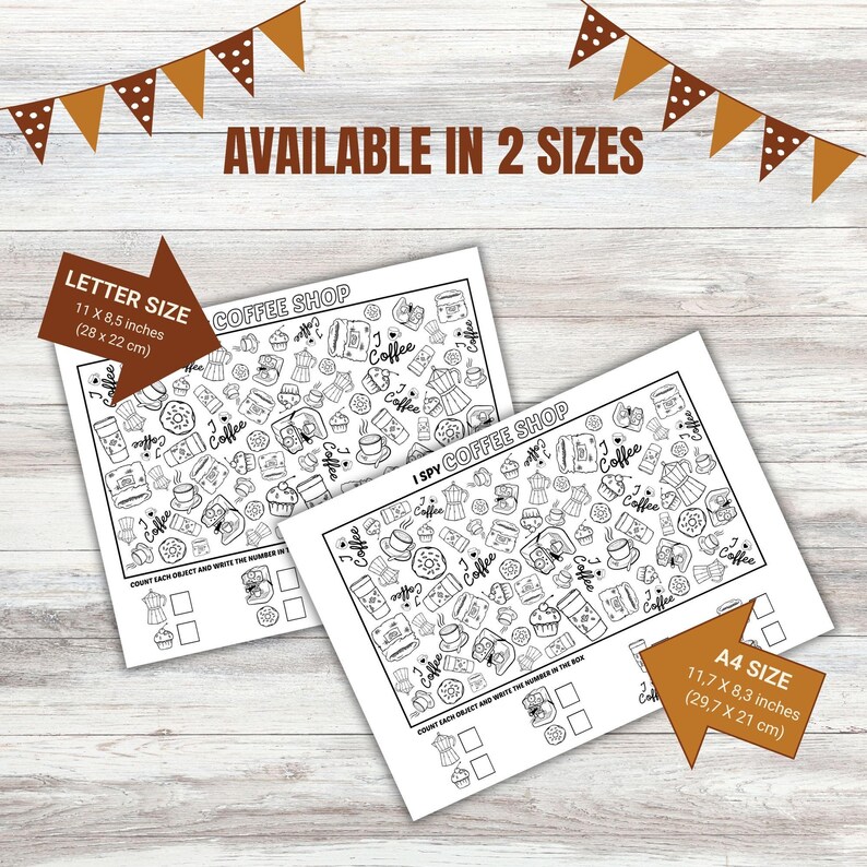 I Spy Coffee Shop Coloring Mat: Kids Activity, Cafe Printable (digital ...