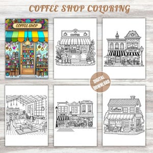 Coffee Shop Coloring Book: 17 Printable Pages for Relaxation (PDF) - Etsy