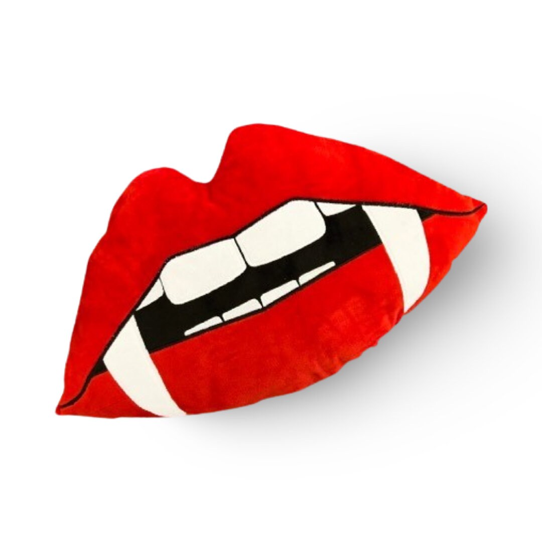 Fang Plush Pillow. Blood Red Lips. Halloween Pillow. Halloween Home ...