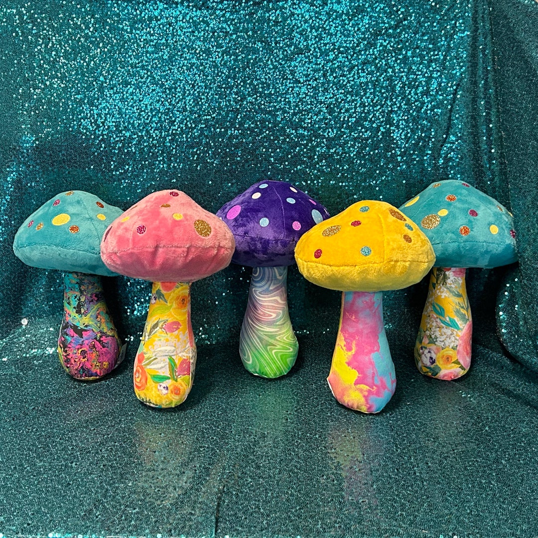 Mushroom Plushies. Psychedelic Glitter Dot Mushroom Plush Pillows ...
