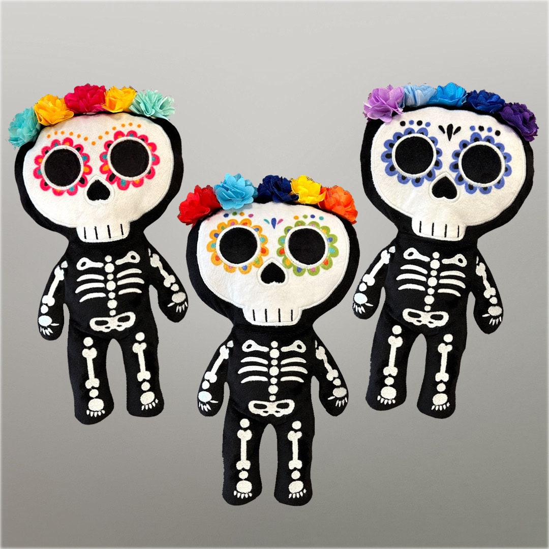 12 Day of the Dead Sugar Skull Skeleton Plushie. - Etsy