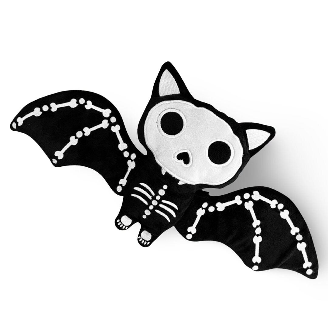 9" Skeleton Bat Plushie. Goth Plush Halloween /gothic Home Decor ...