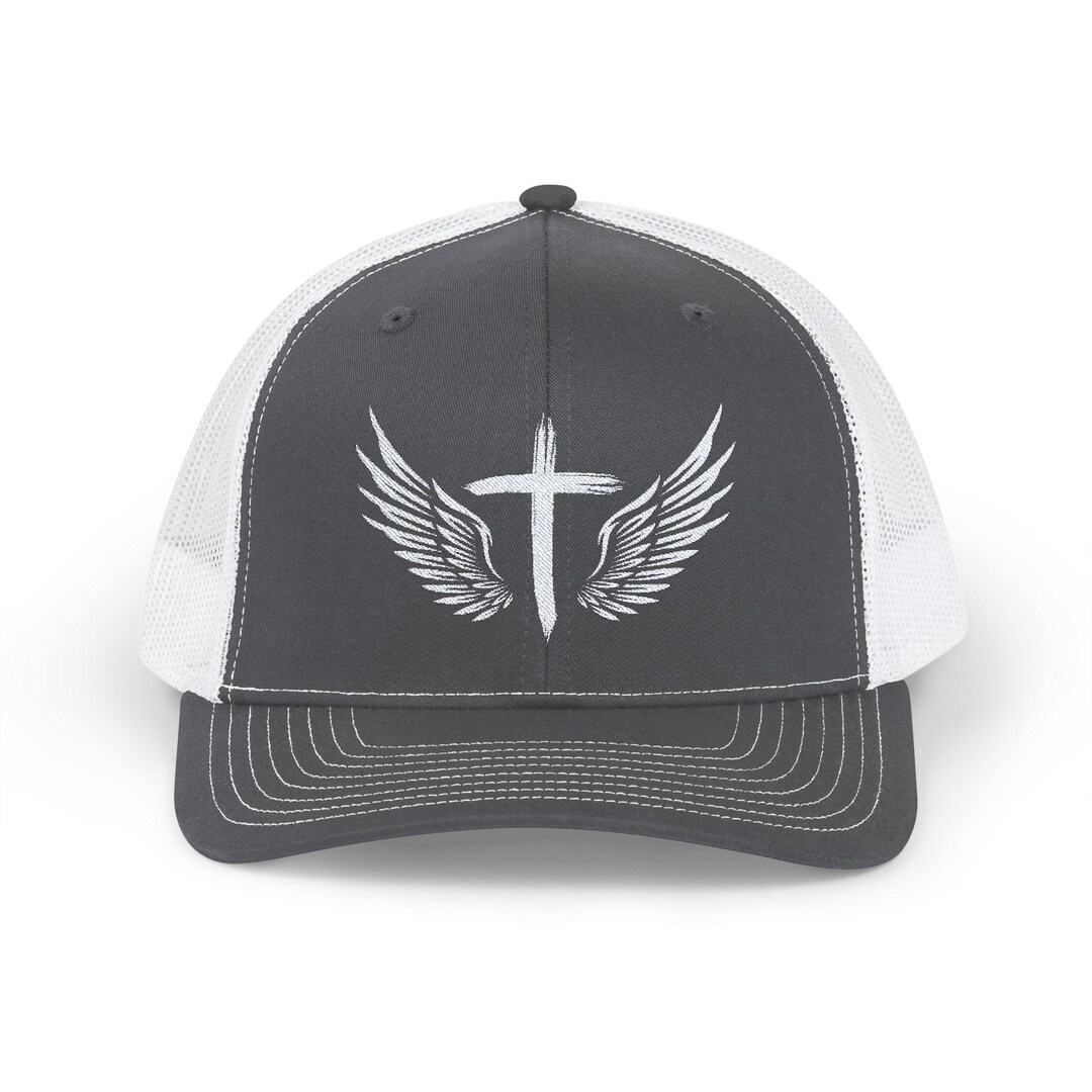 Cross and Angel Wings Snapback Trucker Cap, Religious Baseball Hat ...