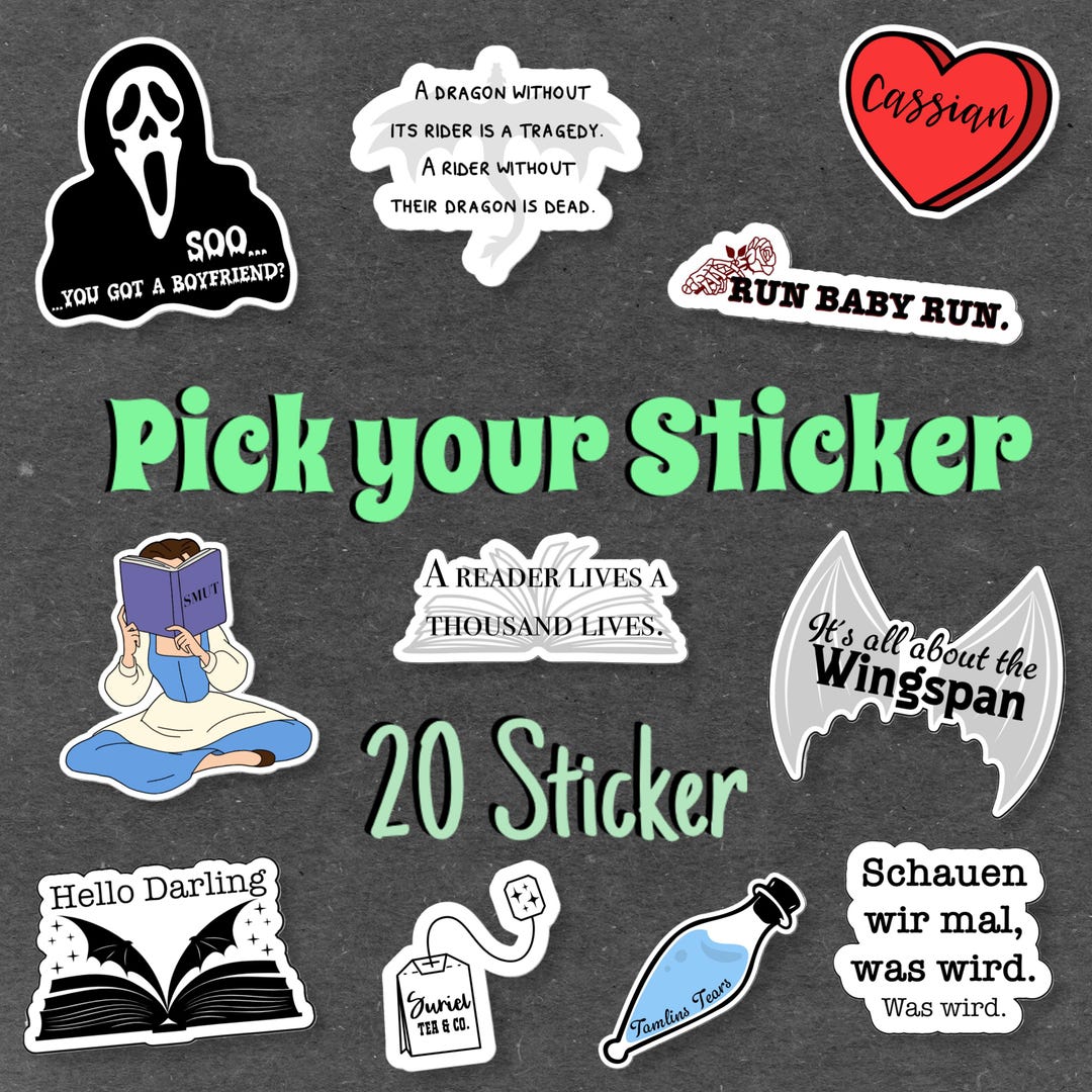 Pick Your Sticker! Sticker Bundle - 20 Stickers - Bookish Stickers for ...