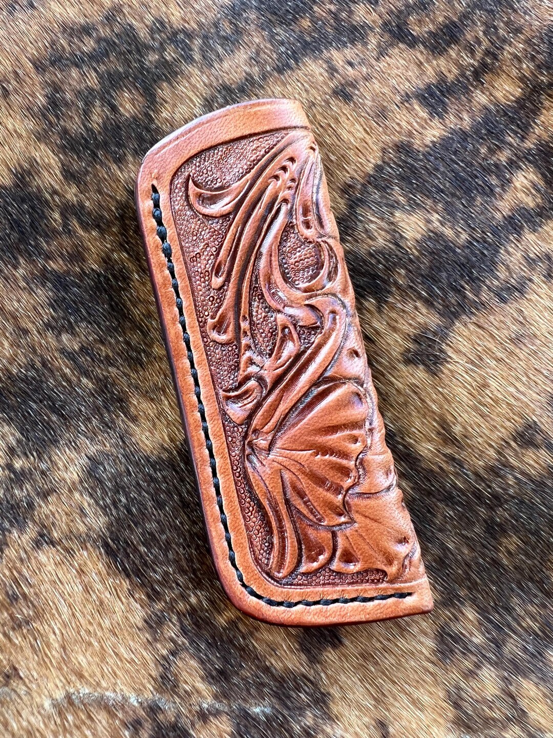 Leather Belt Sheath for Folding Knives - (case Russlock, Razor, Trapper ...