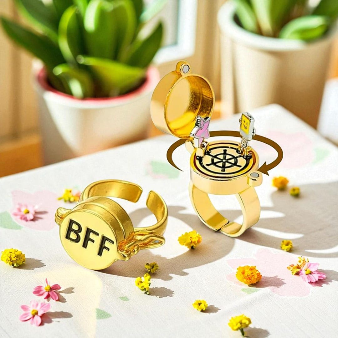 Cartoon BFF Spinning Rings, Cartoon Sponge Ring Design, Forever Best ...