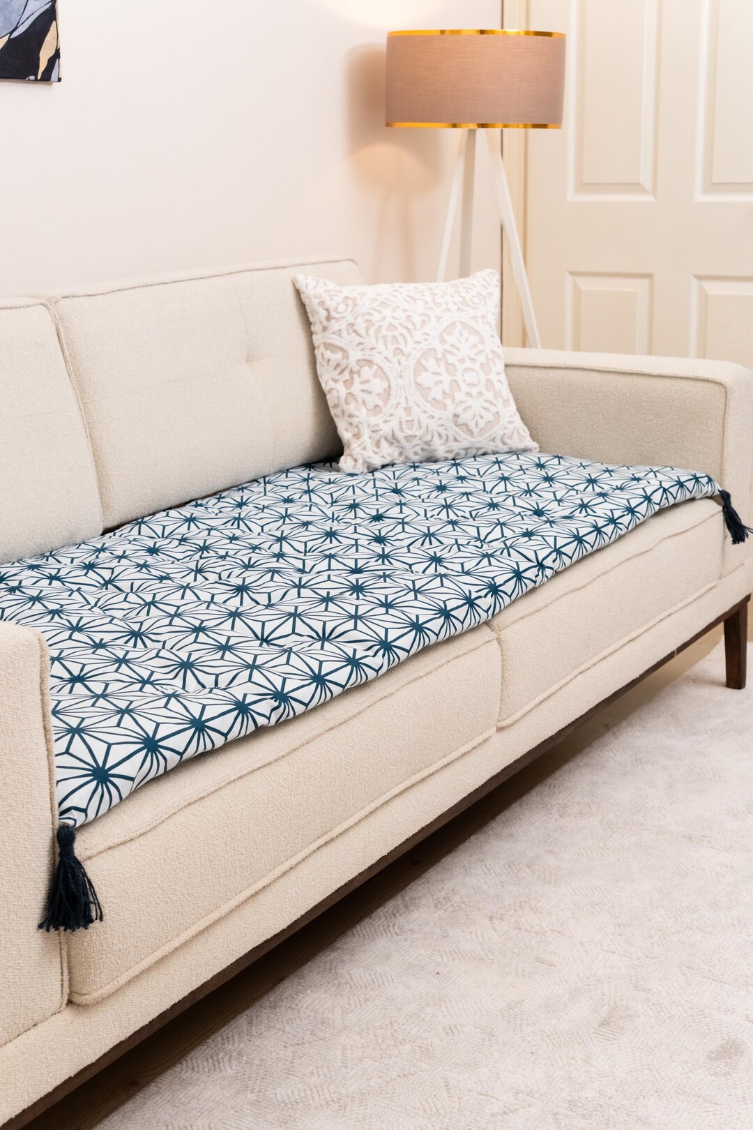 Custom Size Linen Sofa Topper – Pet Friendly Couch Protector, Non Slip ...