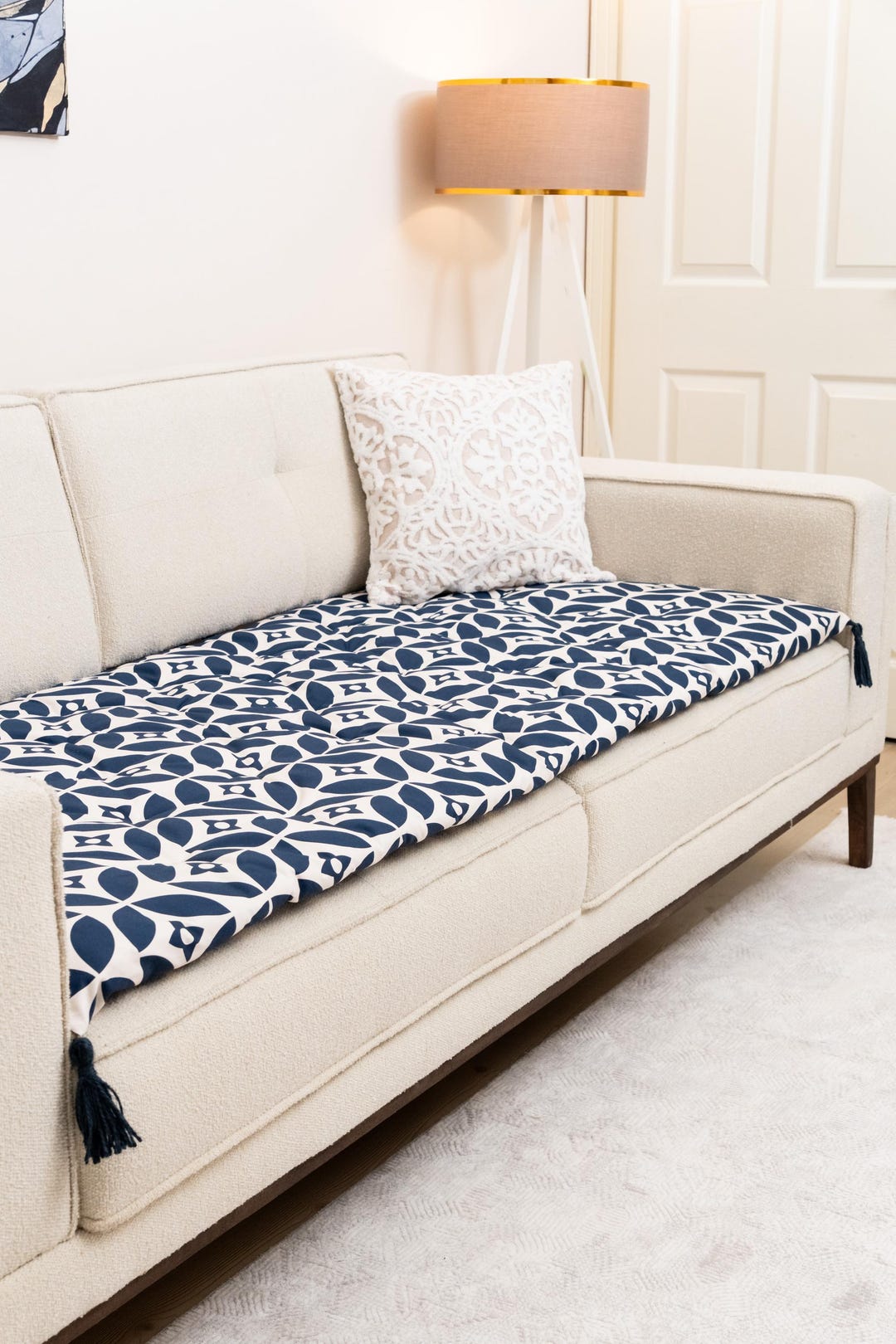 Custom Size Linen Sofa Topper Slipcover Pet Friendly, Washable, Stain ...