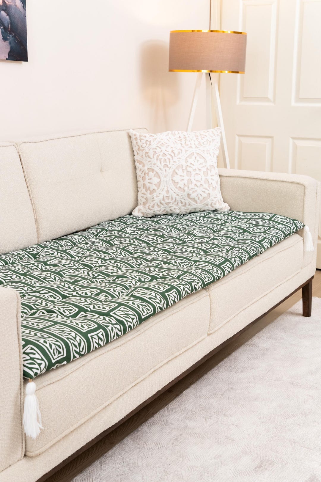 Custom Size Linen Sofa Topper Slipcover Pet Friendly, Washable, Stain ...