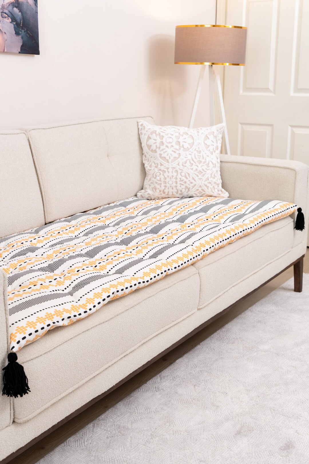 Custom Size Linen Sofa Topper – Pet Friendly Couch Protector, Non Slip ...