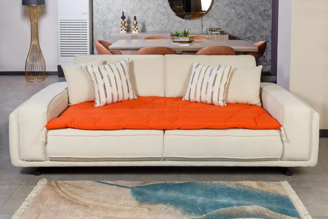 Linen Sofa Topper Couch Cover Pet Friendly Custom Size Handmade Couch ...