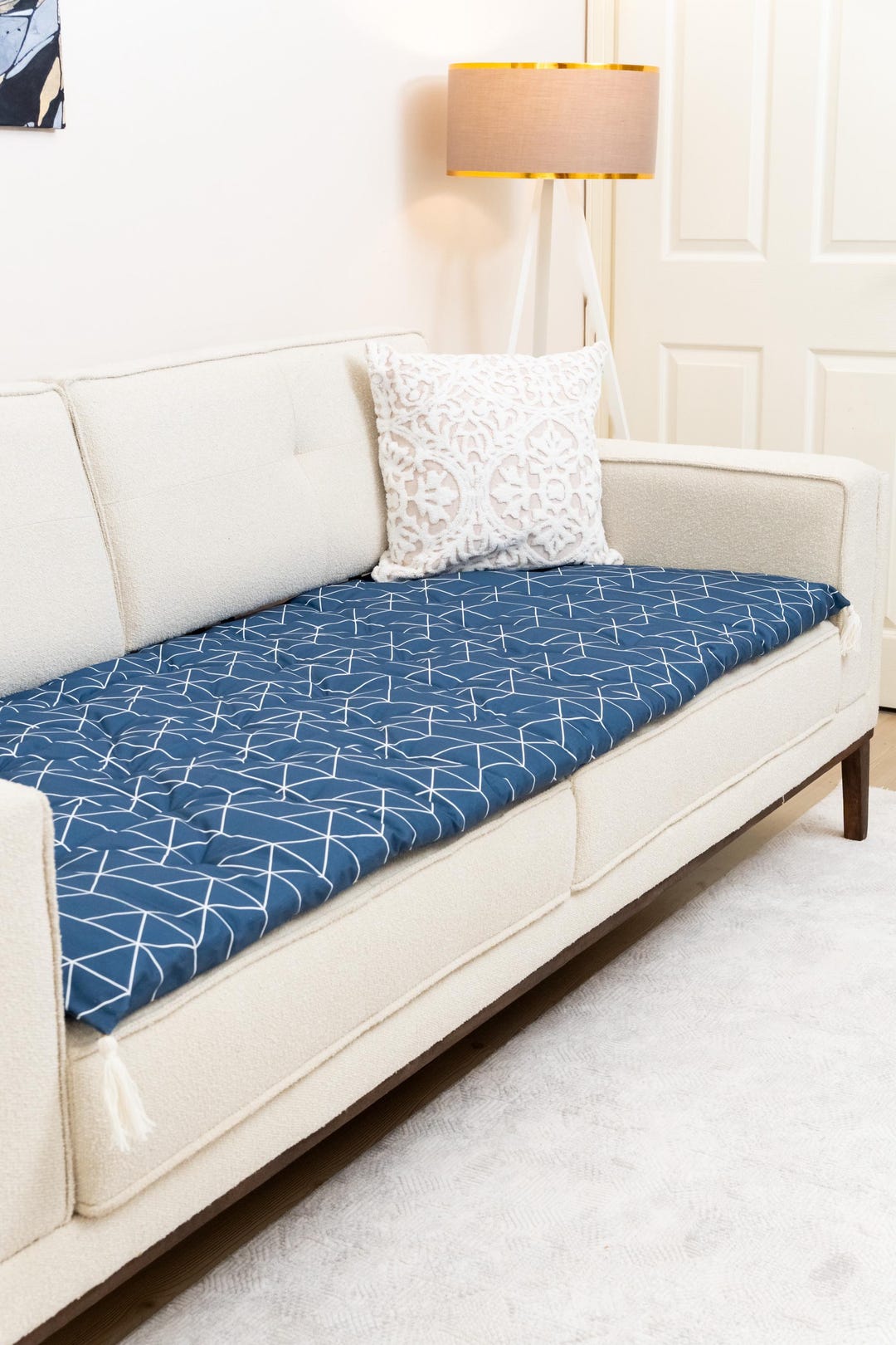 Custom Size Linen Sofa Topper Slipcover Pet Friendly, Washable, Stain ...