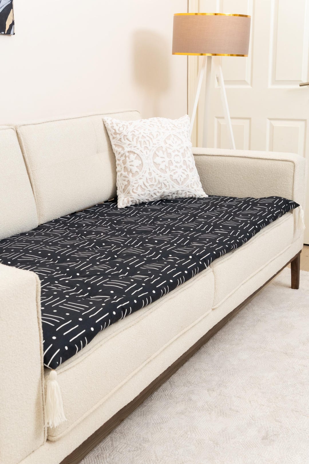 Custom Size Linen Sofa Topper – Pet Friendly Couch Protector, Non Slip ...
