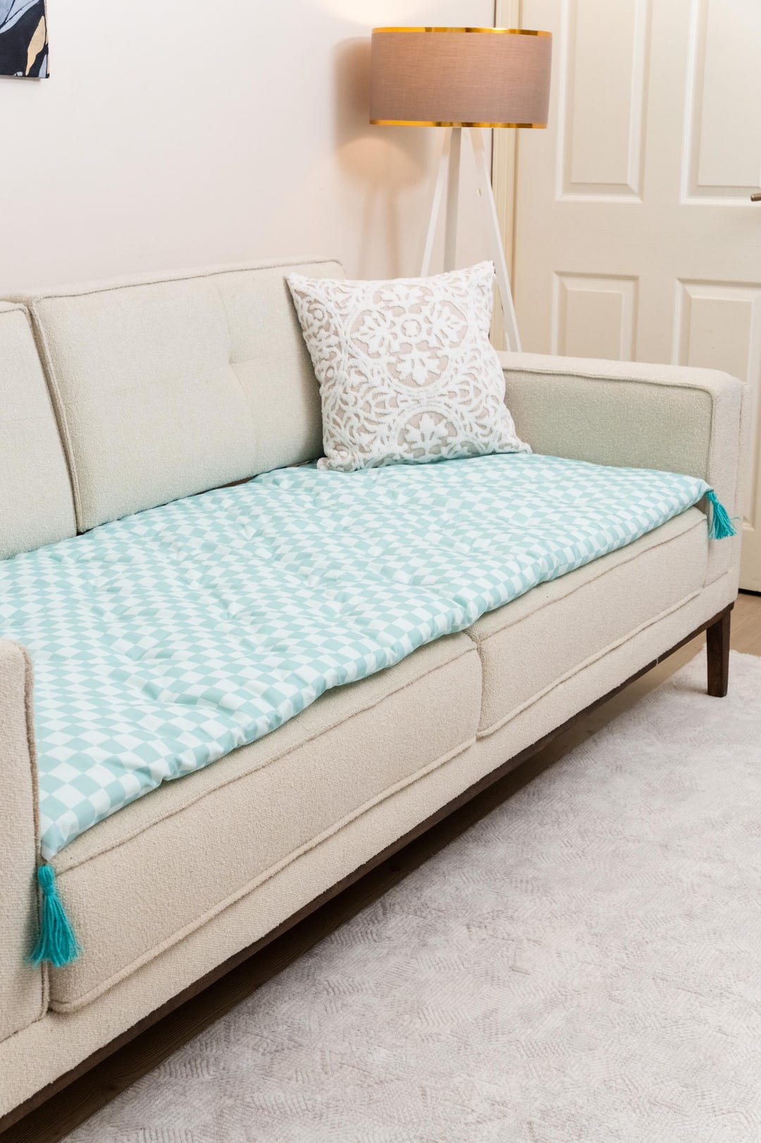 Custom Size Linen Sofa Topper – Pet Friendly Couch Protector, Non Slip ...