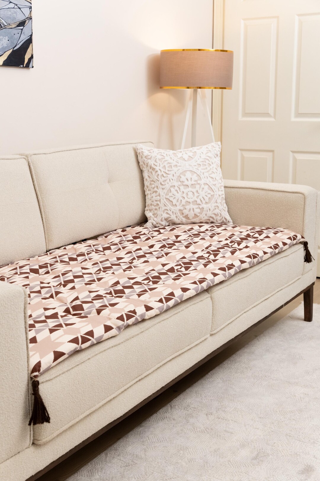 Custom Size Linen Sofa Topper – Pet Friendly Couch Protector, Non Slip ...
