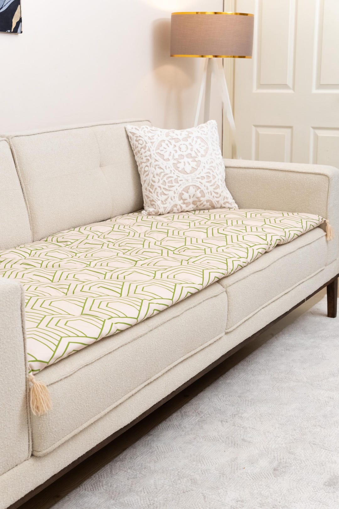 Custom Size Linen Sofa Topper – Pet Friendly Couch Protector, Non Slip ...