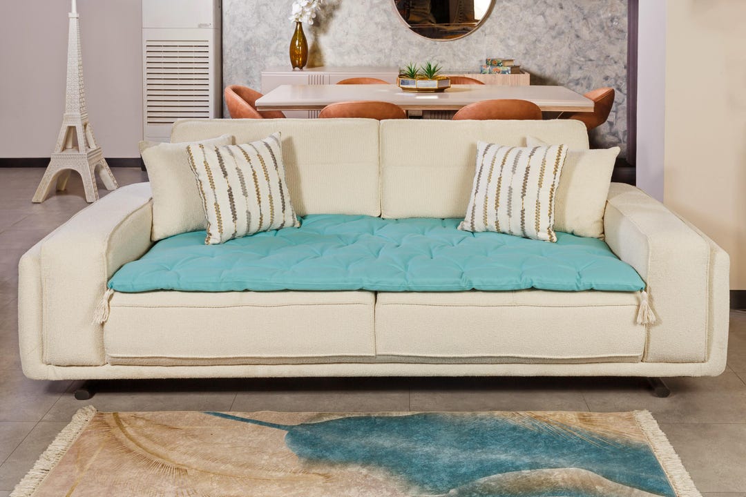 Linen Sofa Topper Couch Cover Pet Friendly Custom Size Handmade Couch ...