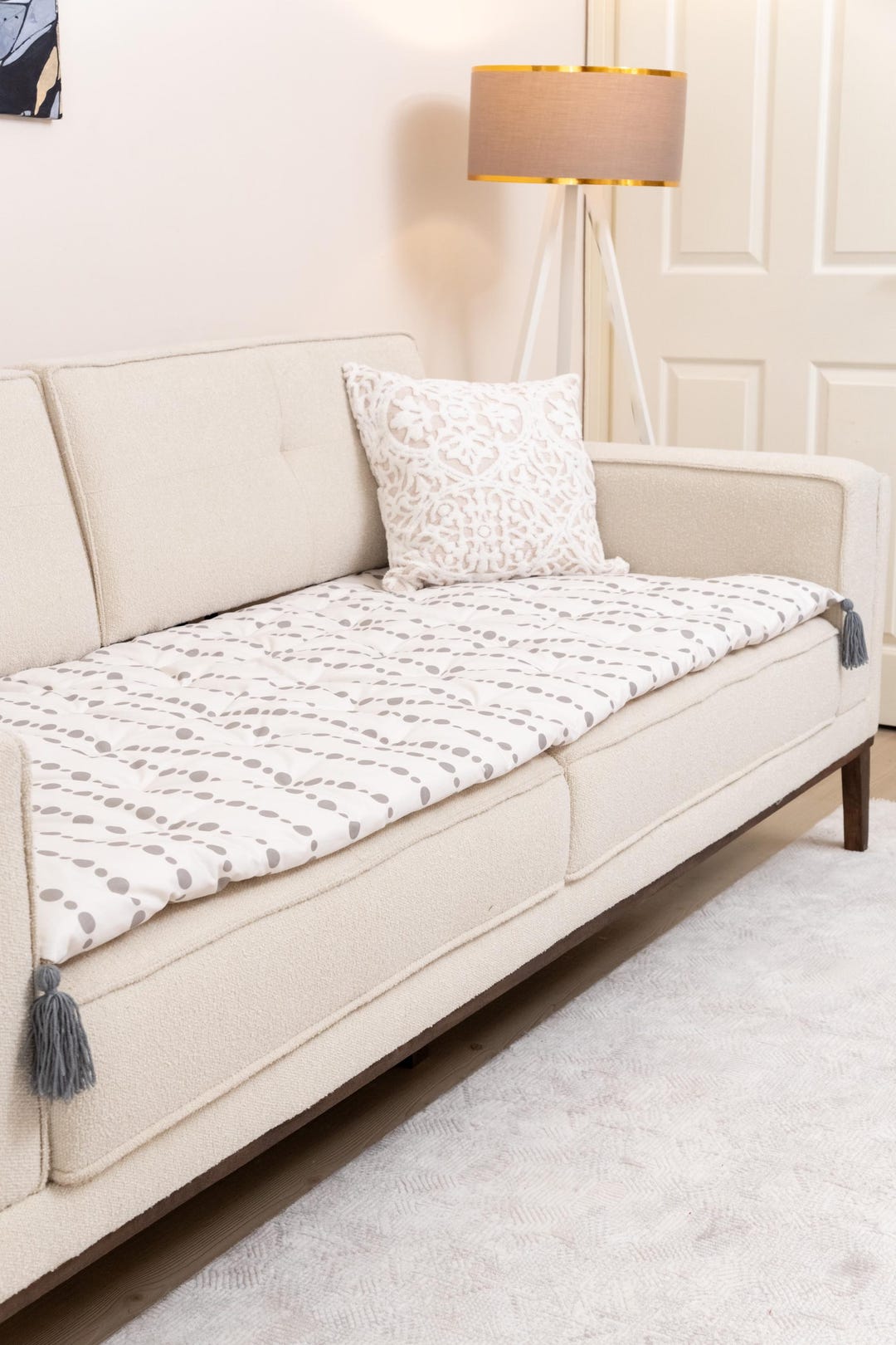 Custom Size Linen Sofa Topper Slipcover Pet Friendly, Washable, Stain ...