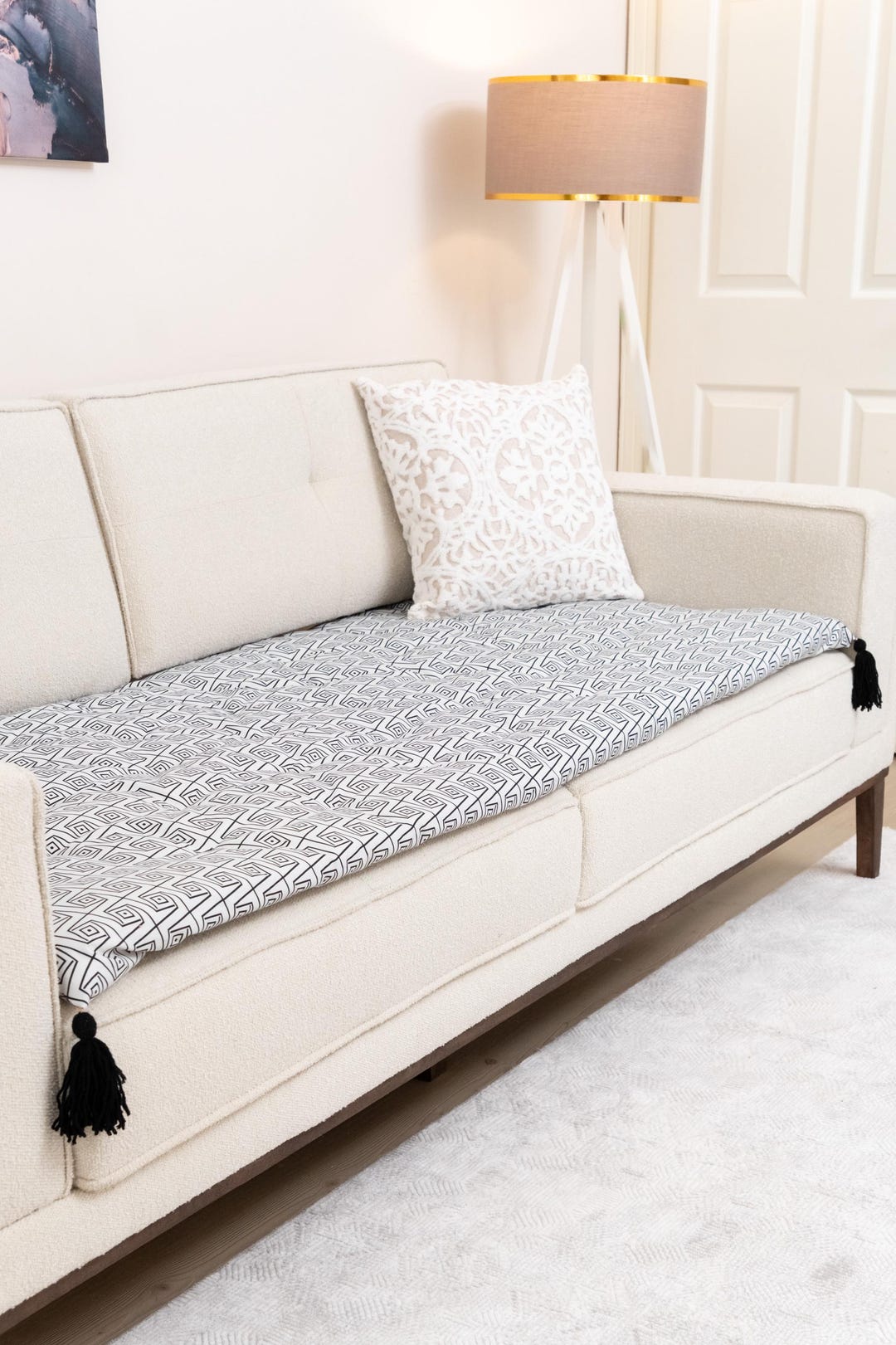 Custom Size Linen Sofa Topper Slipcover Pet Friendly, Washable, Stain ...