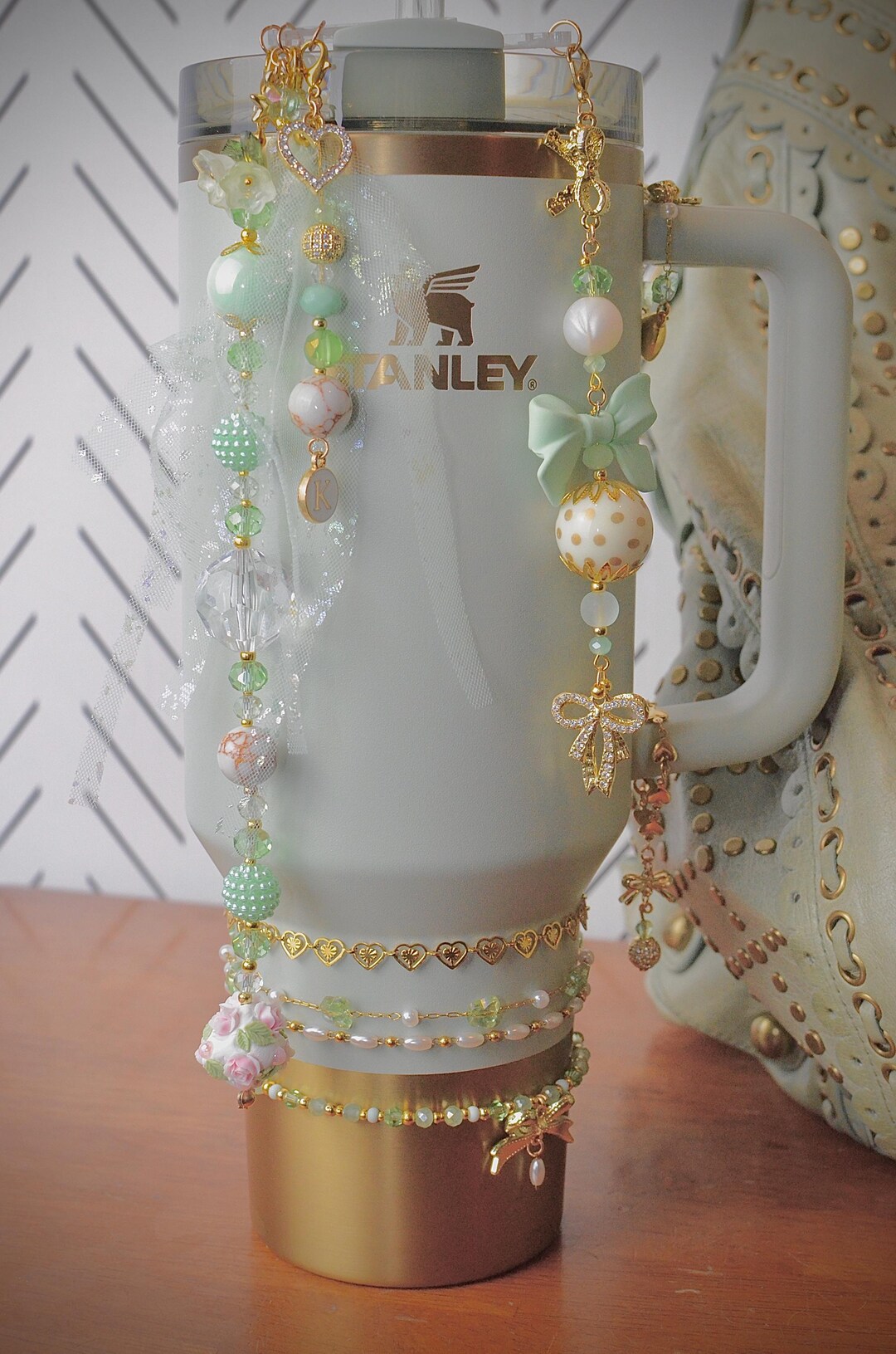 The Gardens of Greenwich Green Tumbler Accessory Set for Gilded Celadon ...