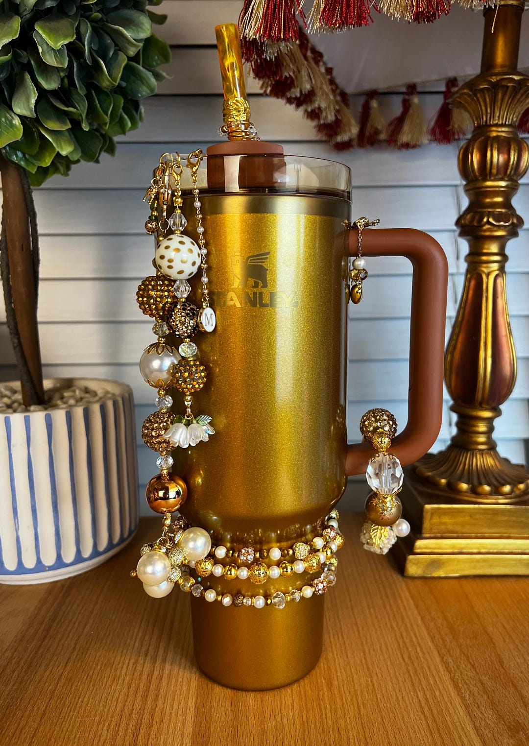 The King Midas. Designer Accessory Set for Copper Tinsel Stanley Tumbler or Other Gold/brown ...