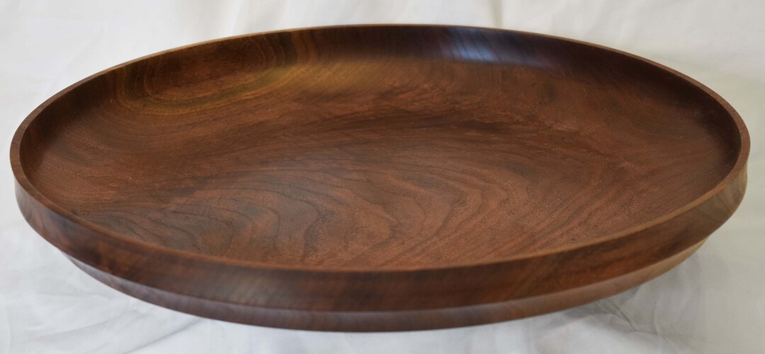 Decorative Walnut Wood Plate Gift Center Piece Unique Display Hand Made ...