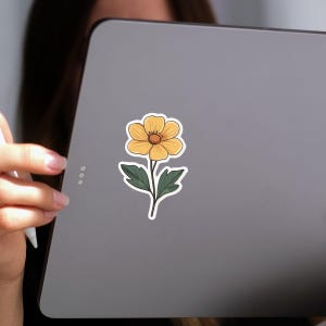 Yellow Flower Vinyl Sticker Waterproof Floral Decal Cute Nature ...