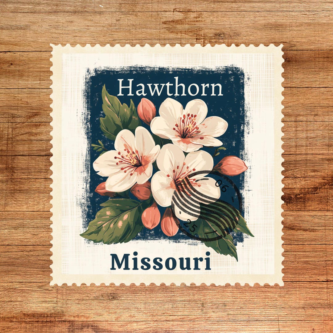 Missouri State Flower Sticker Hawthorn Blossom Vinyl Decal in Vintage ...