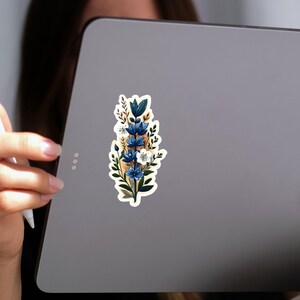 Elegant Blue Floral Sticker Botanical Art Decal Nature Inspired ...