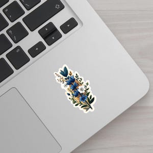 Elegant Blue Floral Sticker Botanical Art Decal Nature Inspired ...