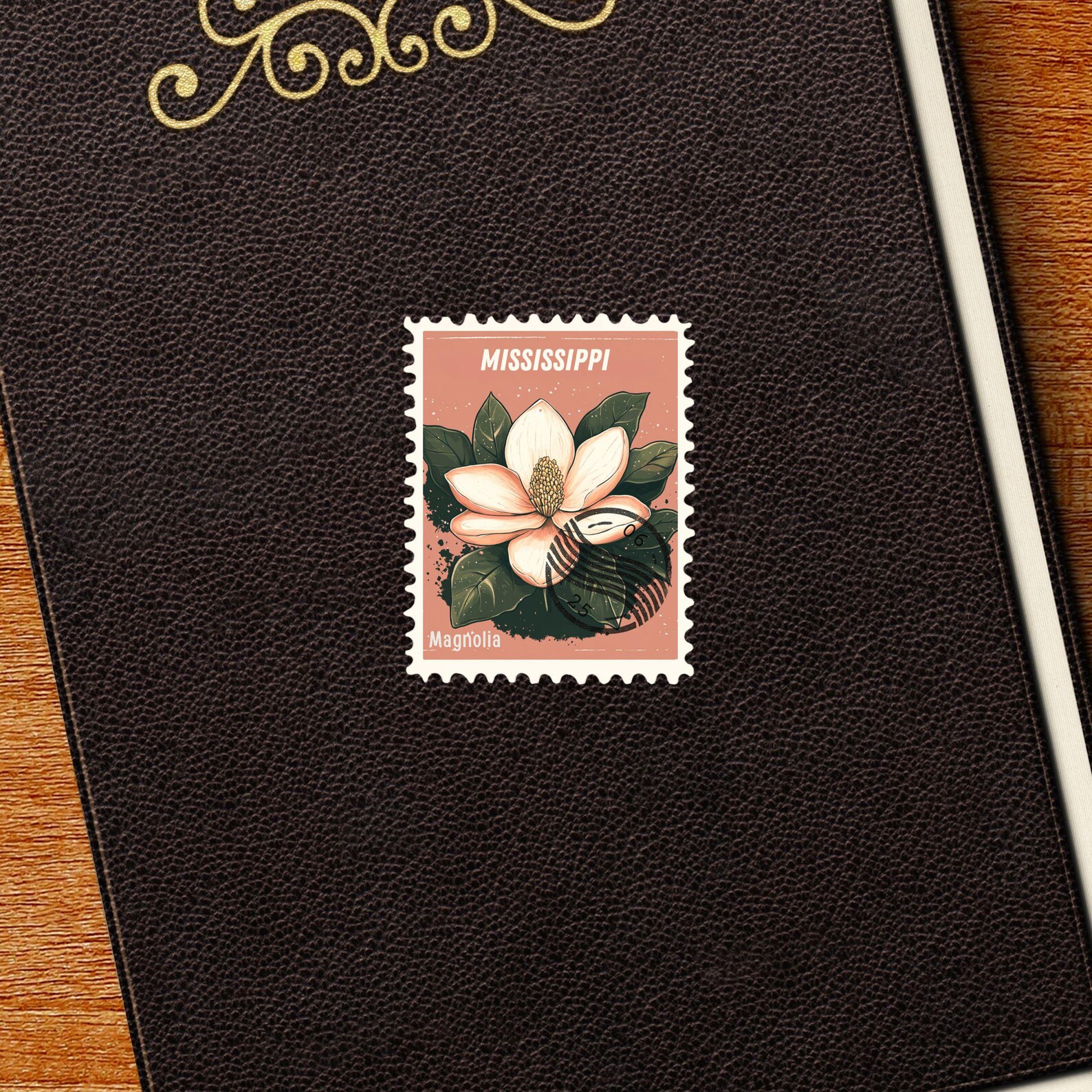Mississippi State Flower Sticker Magnolia Stamp Design Vinyl Decal for ...