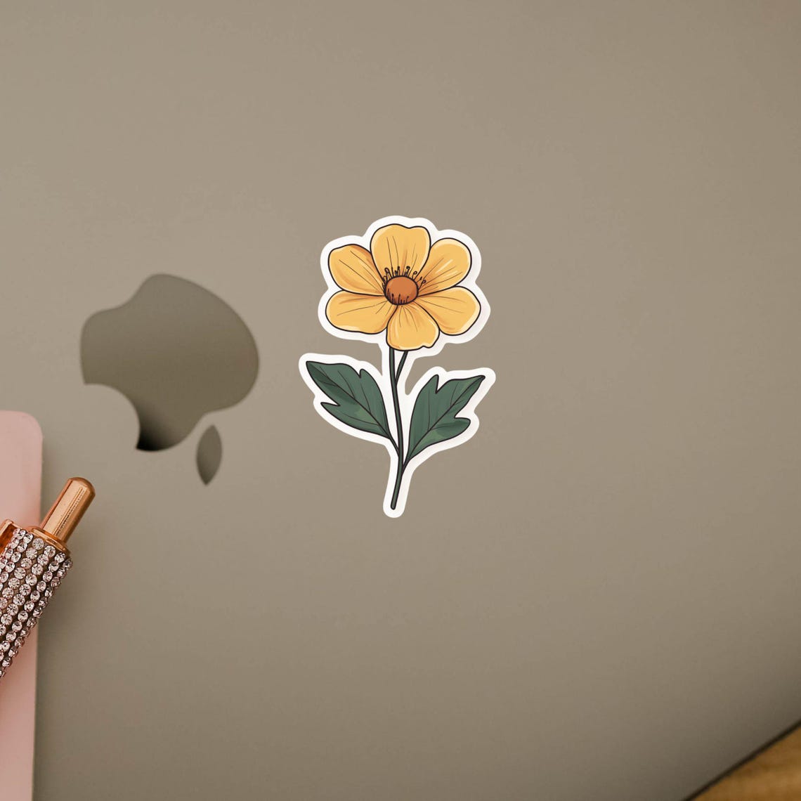 Yellow Flower Vinyl Sticker: Waterproof Floral Decal - Etsy