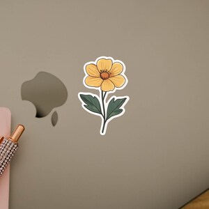 Yellow Flower Vinyl Sticker: Waterproof Floral Decal - Etsy