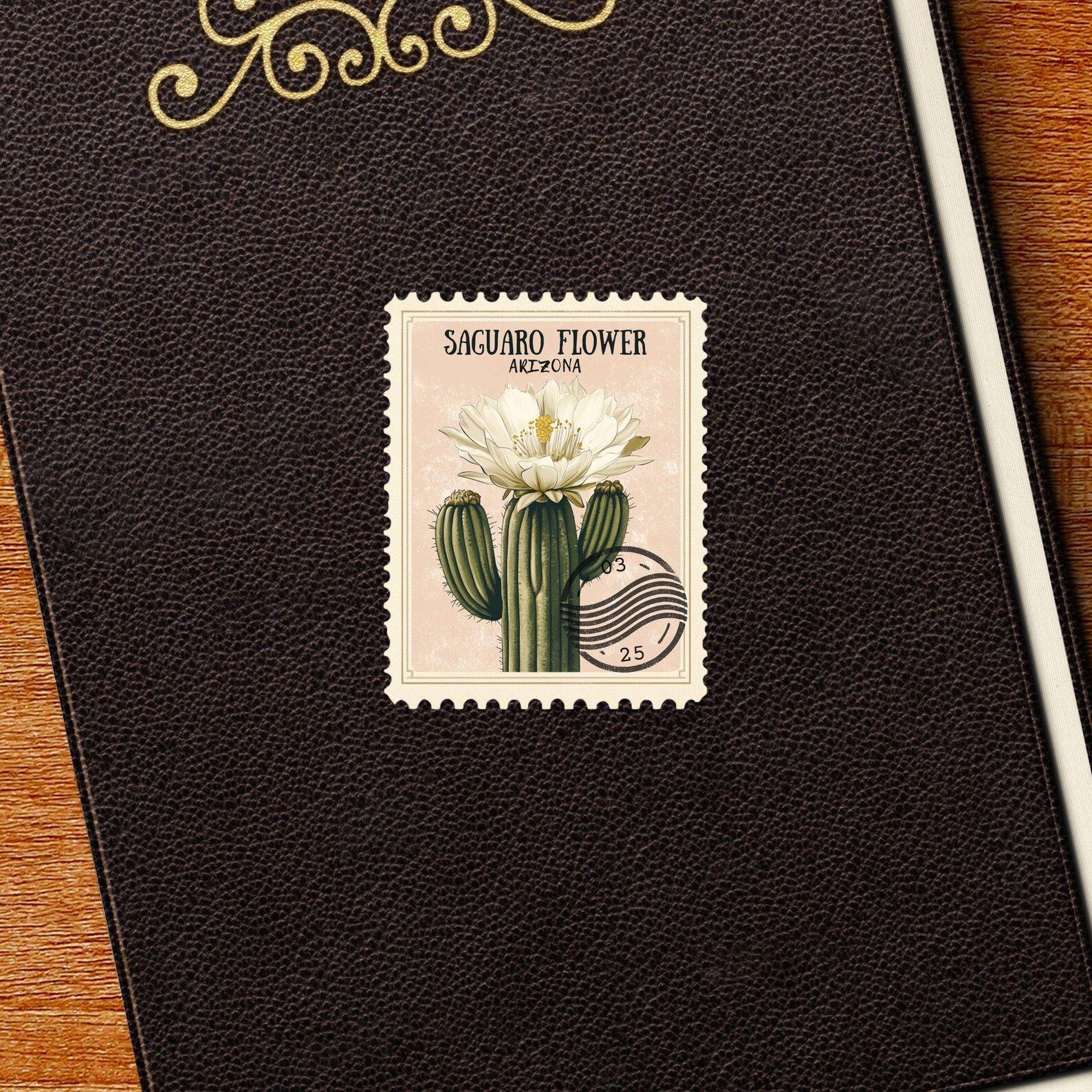 Saguaro Flower Sticker Arizona State Flower Vintage Stamp Design Decal ...