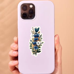 Elegant Blue Floral Sticker Botanical Art Decal Nature Inspired ...