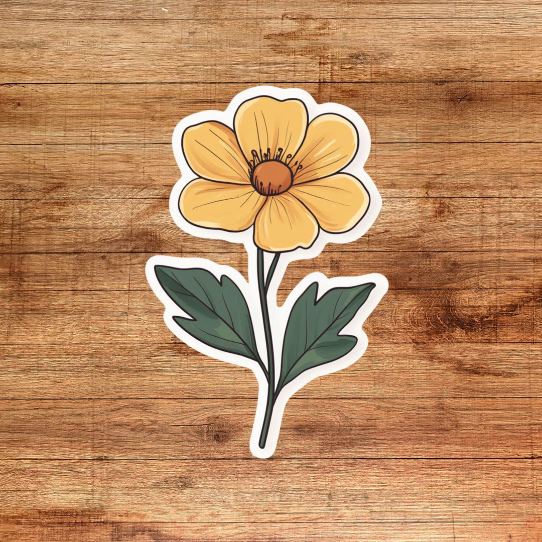 Yellow Flower Vinyl Sticker: Waterproof Floral Decal - Etsy
