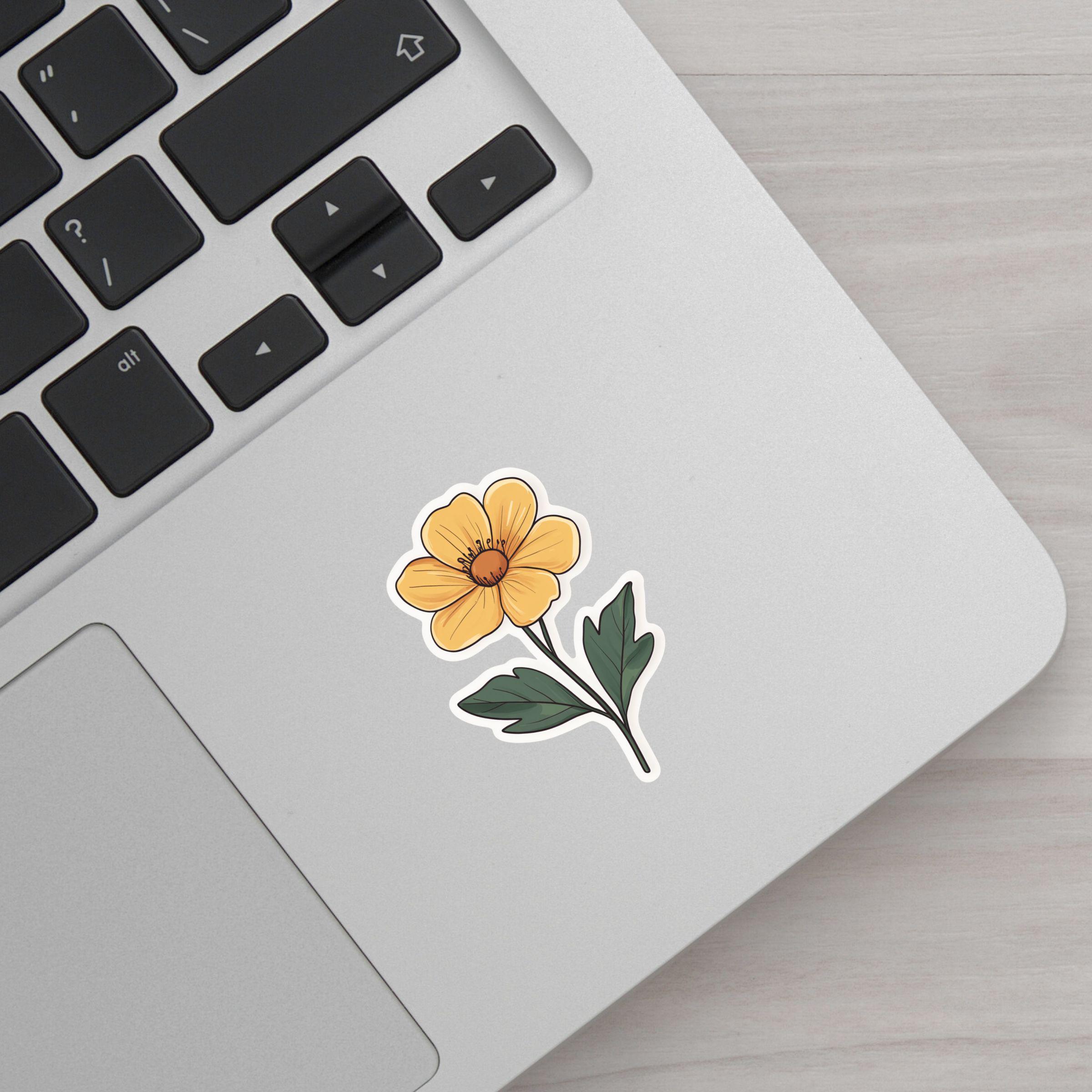 Yellow Flower Vinyl Sticker: Waterproof Floral Decal - Etsy