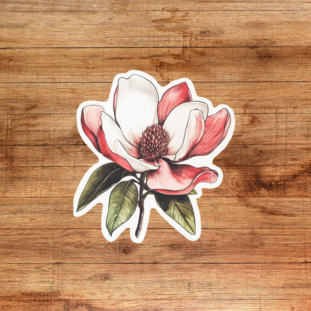 Magnolia Flower Sticker Southern Bloom Waterproof Vinyl Decal for ...