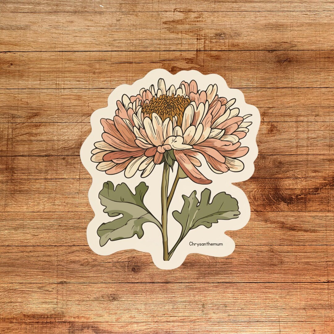 Chrysanthemum Sticker November Birth Flower Vinyl Sticker for Laptop ...