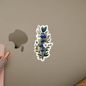 Elegant Blue Floral Sticker Botanical Art Decal Nature Inspired ...