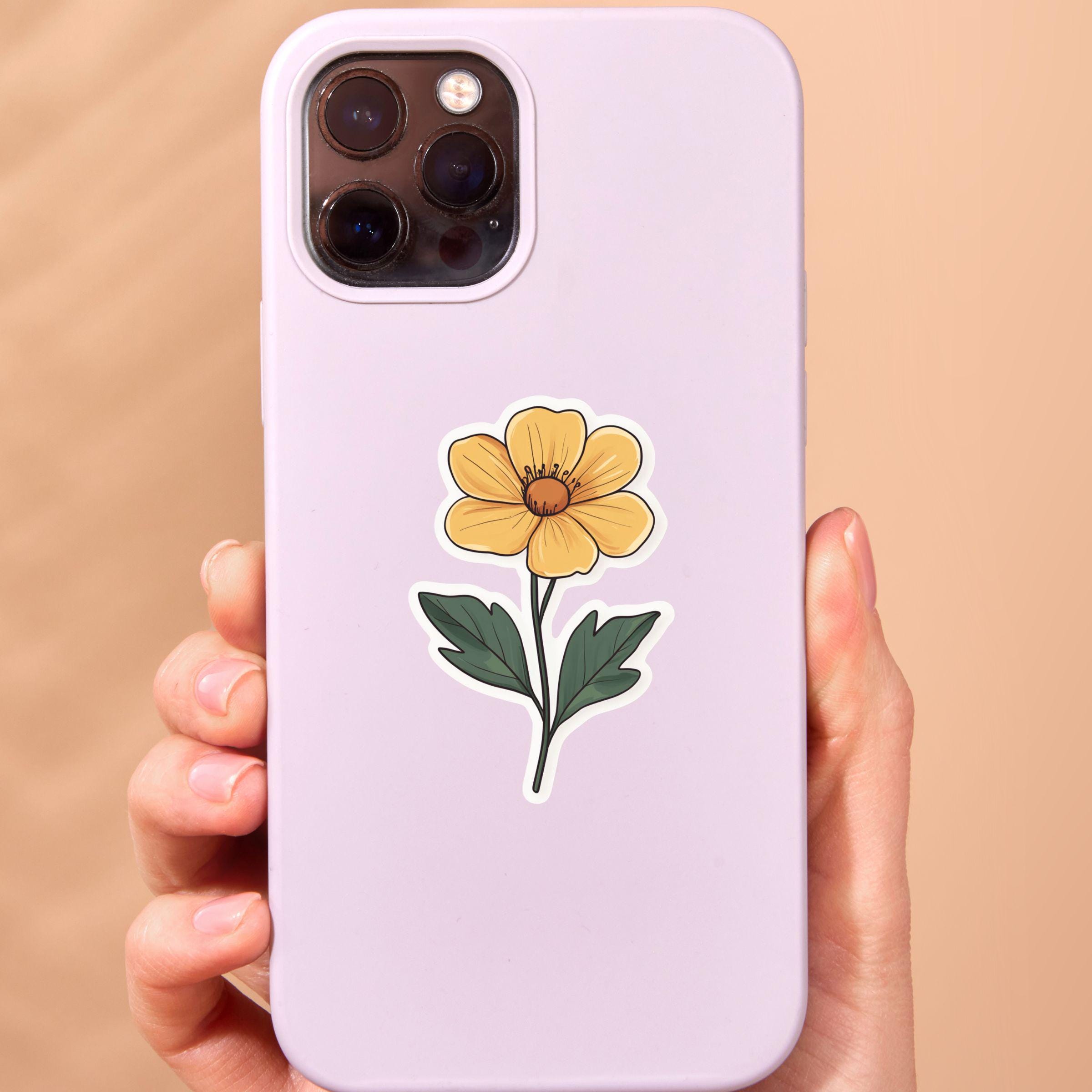 Yellow Flower Vinyl Sticker: Waterproof Floral Decal - Etsy